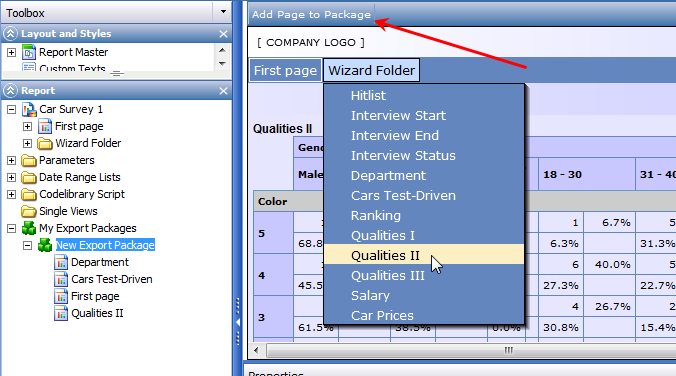 Creating an Export Package – Reportal