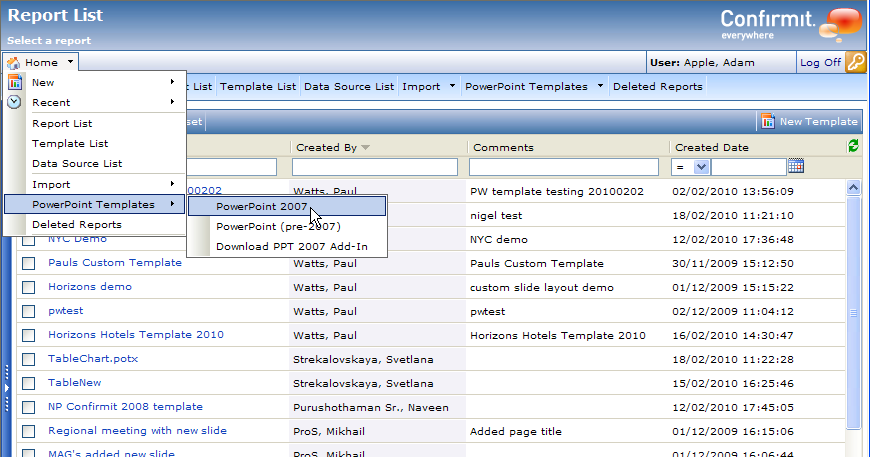 Creating a New Presentation – Reportal