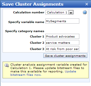 Creating Cluster Assignment Variables in the Data Source – Reportal